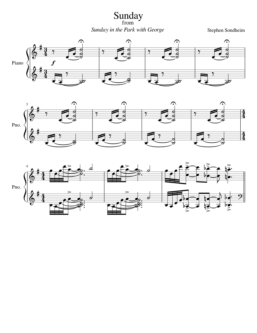 Sunday Sheet Music for Piano, Vocals (Mixed Ensemble) | MuseScore.com
