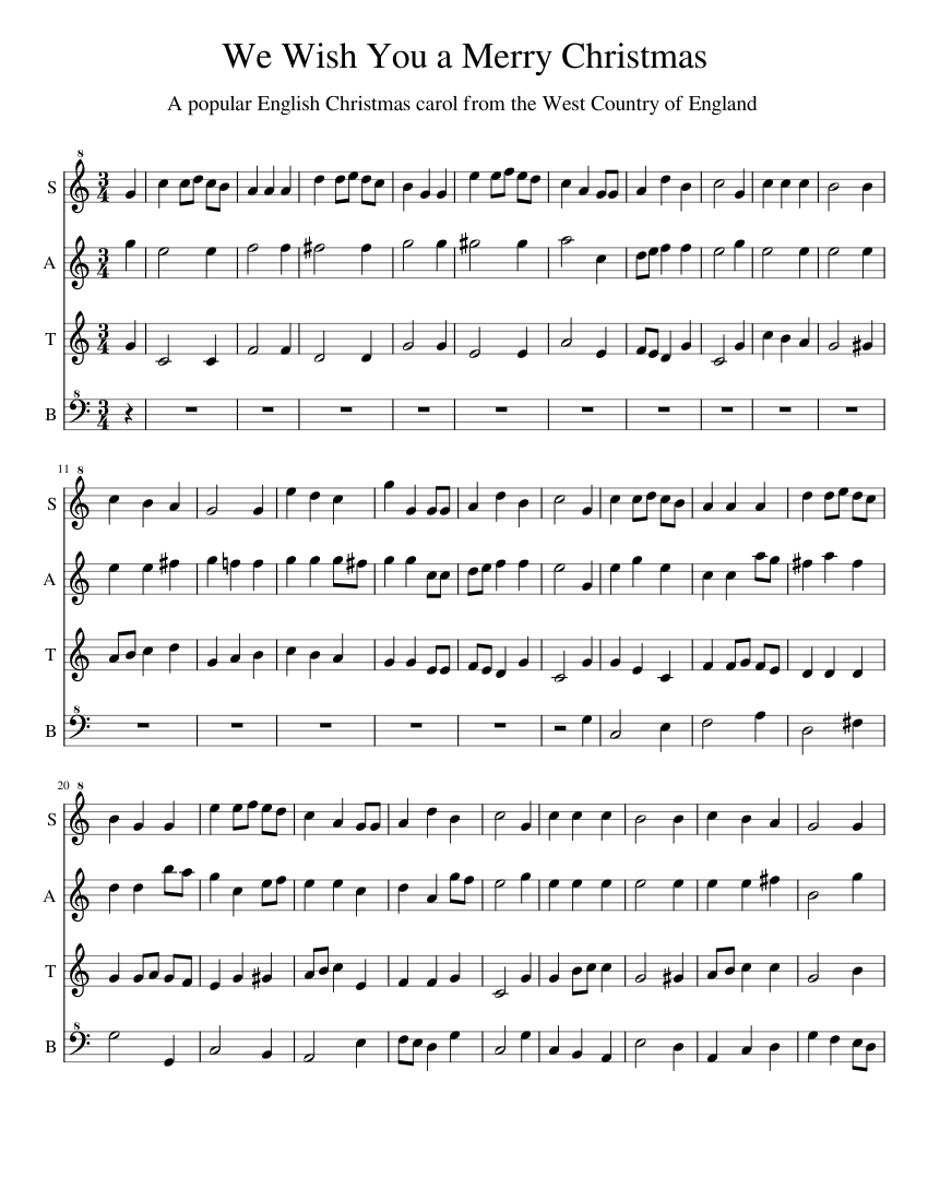 We Wish You a Merry Christmas Sheet music for Recorder (Woodwind ...