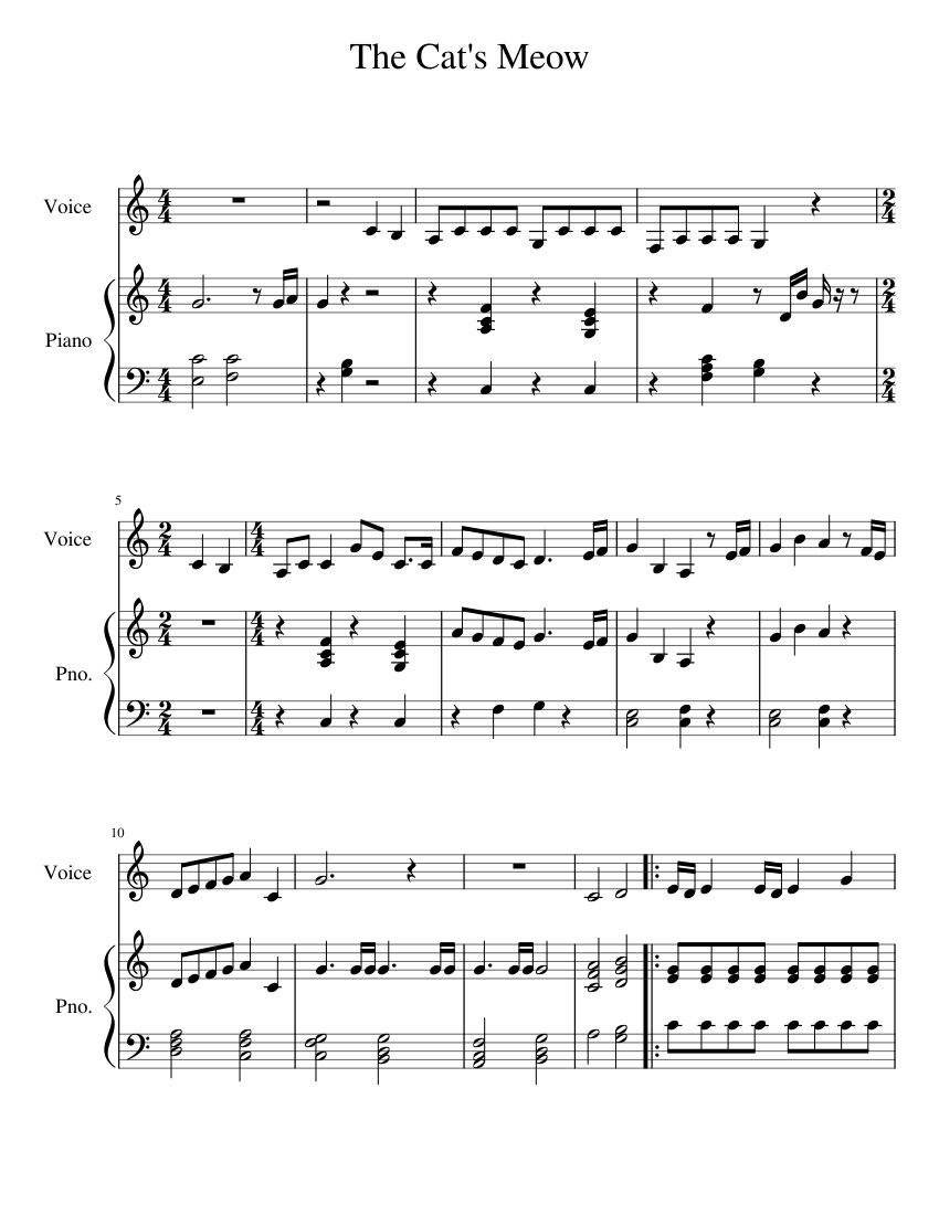 The Cat s Meow Sheet Music for Piano, Mezzo soprano (Mixed Duet ...