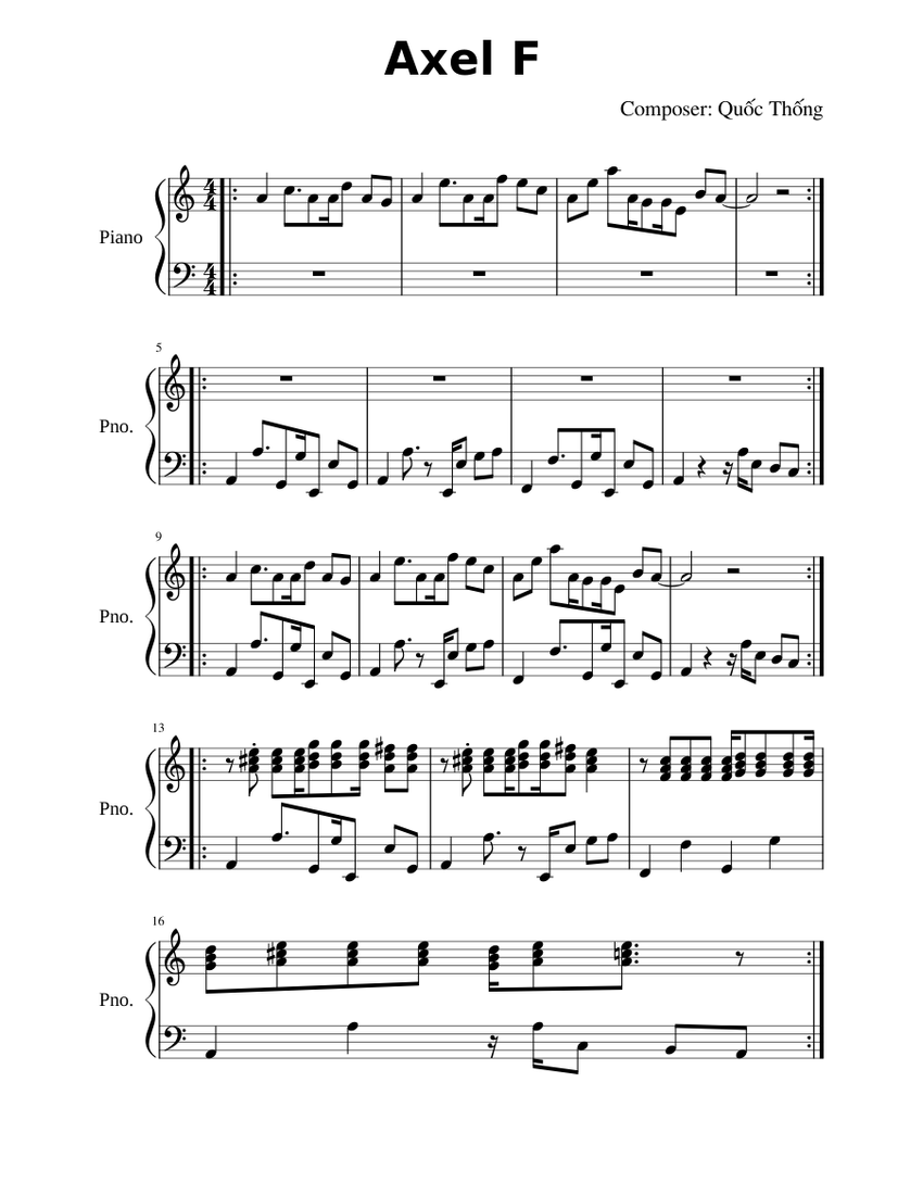 Axel_F Sheet music for Piano (Solo) | Musescore.com