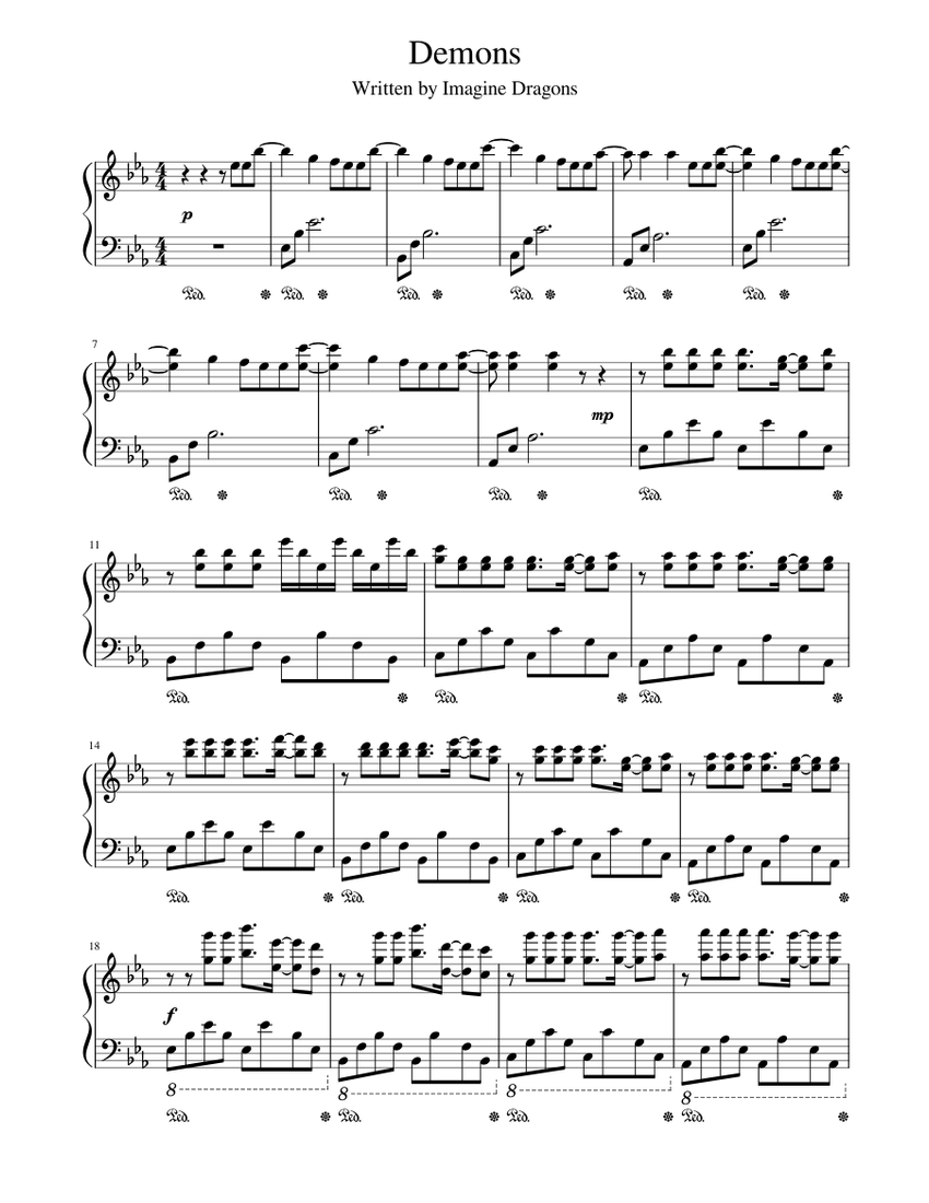 Demons Sheet music for Piano (Solo) | Musescore.com
