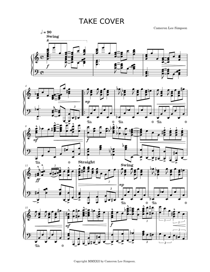 TAKE COVER Sheet music for Piano (Solo) | Musescore.com