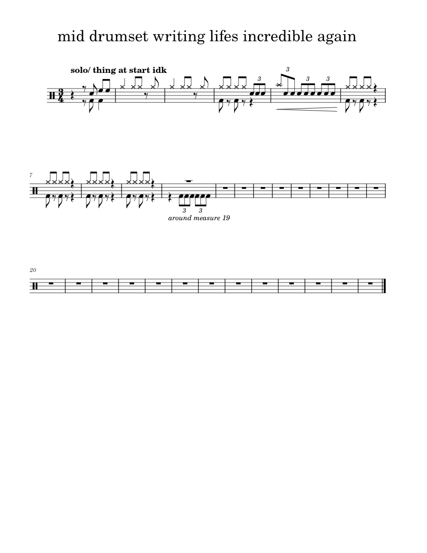 Lifes incredible again drumset mess Sheet music for Drum group (Solo ...