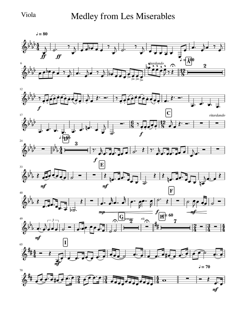 Les Miserables Medley Viola Sheet music for Viola (Solo) | Musescore.com