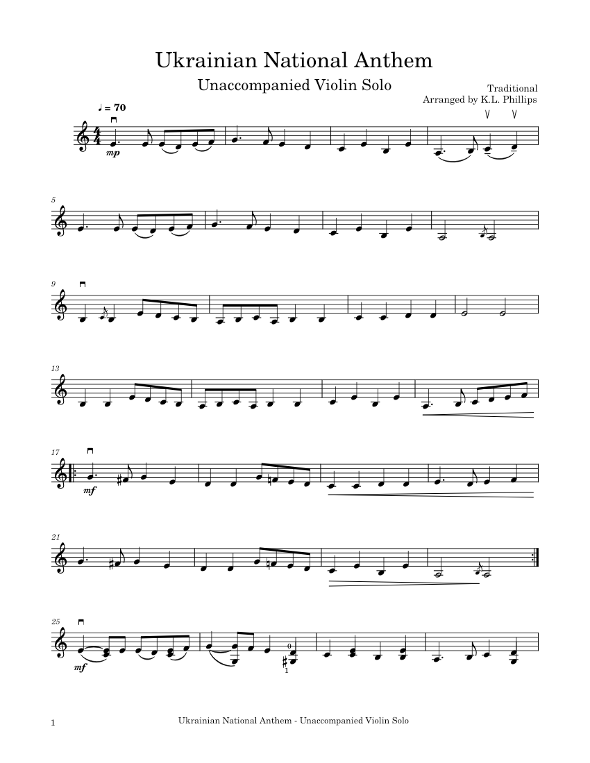 Ukrainian National Anthem – Traditional (Unaccompanied Violin Solo ...