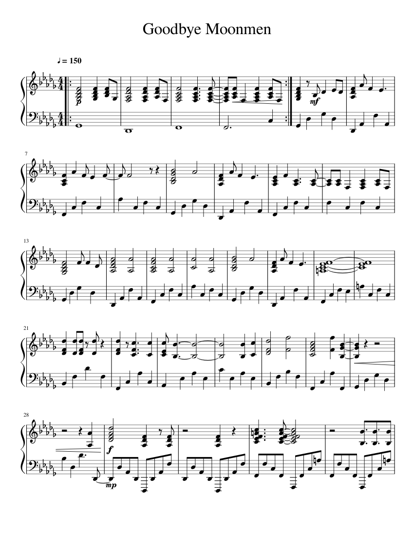 Goodbye Moonmen Sheet Music for Piano (Solo) | MuseScore.com