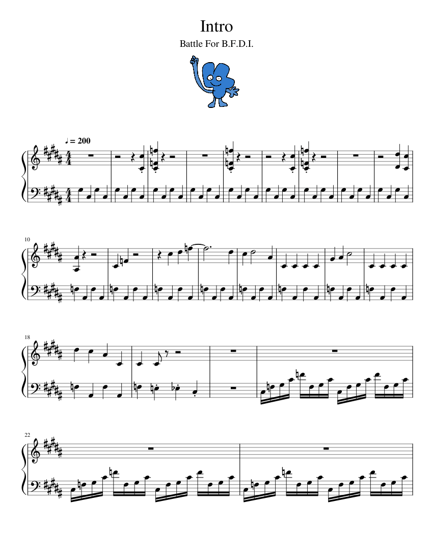 Battle For B.F.D.I. - Intro Sheet music for Piano (Solo) | Musescore.com