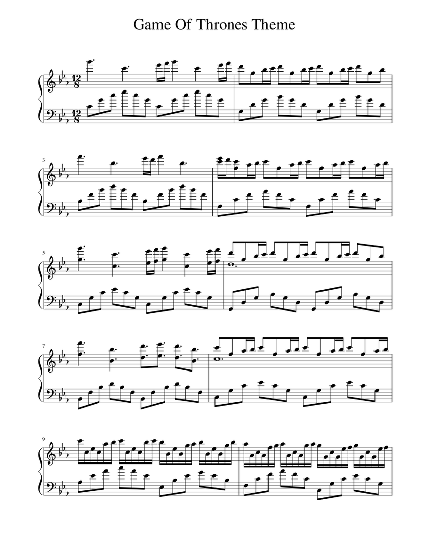 Game Of Thrones Theme – Ramin Djawadi Sheet music for Piano (Solo ...