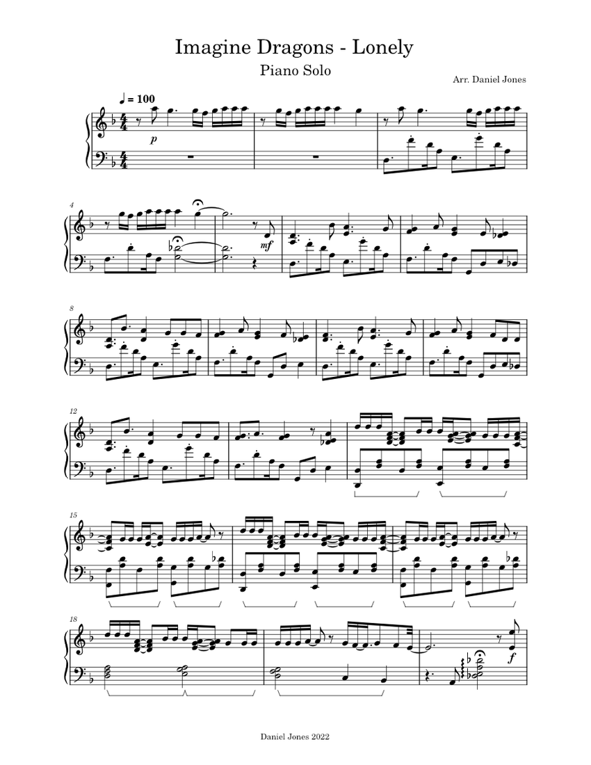 Lonely – Imagine Dragons - piano tutorial