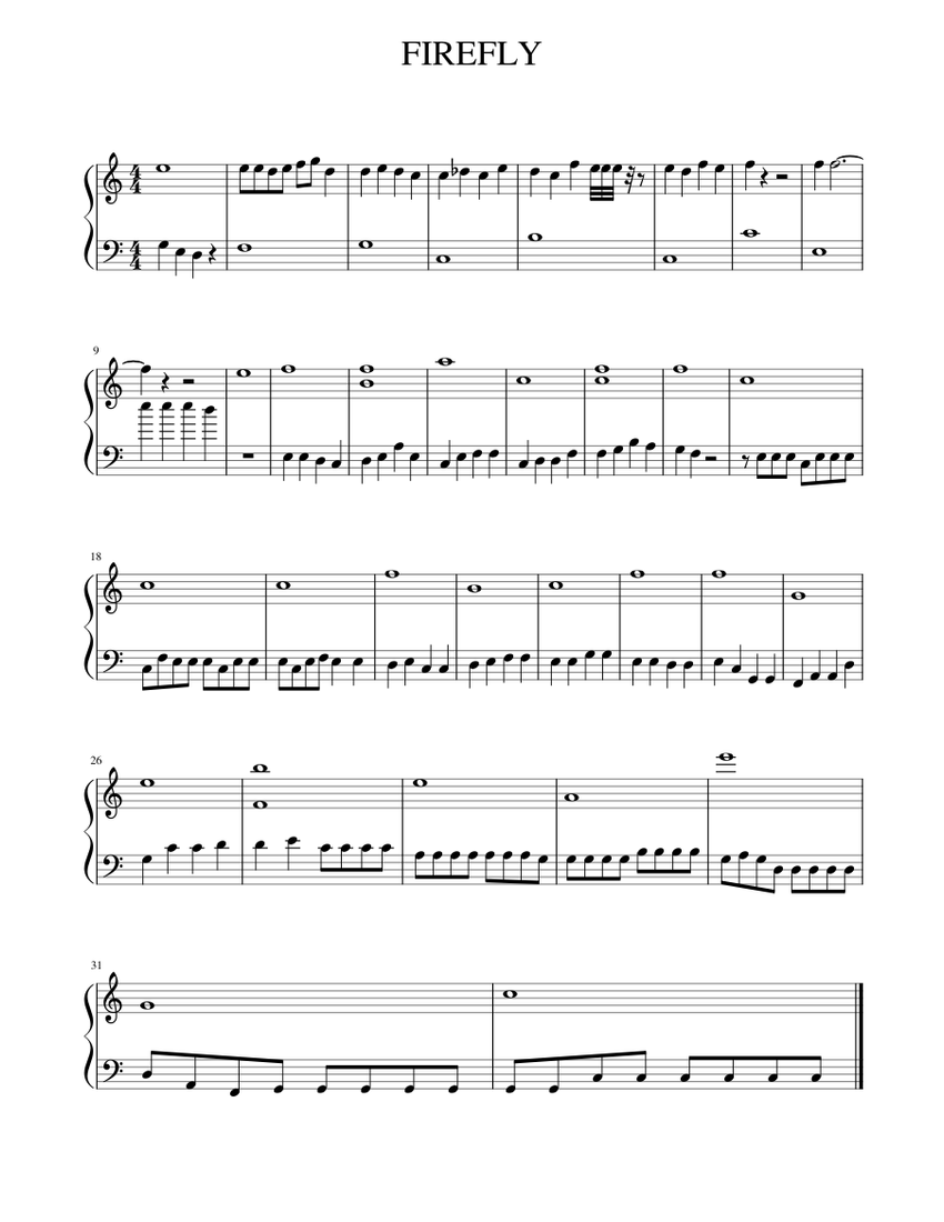 FIREFLY Sheet music for Piano (Solo) | Musescore.com