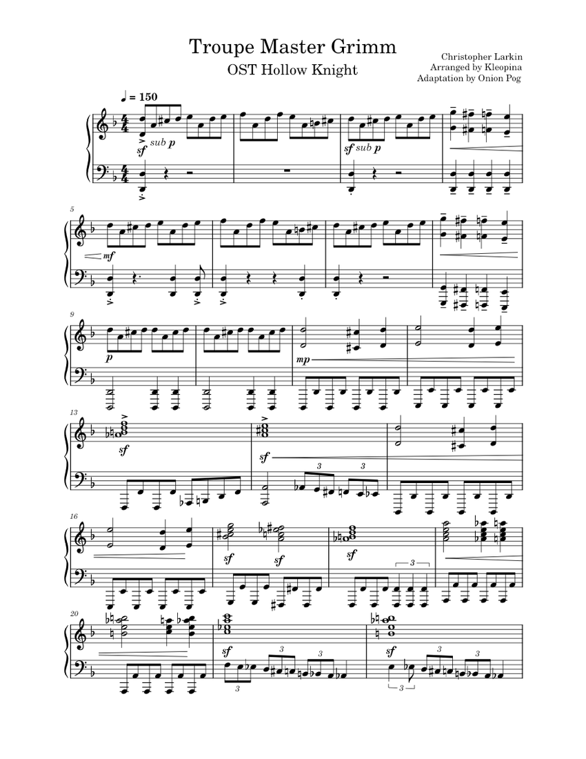 Troupe Master Grimm – Christopher Larkin Sheet Music for Piano (Solo ...