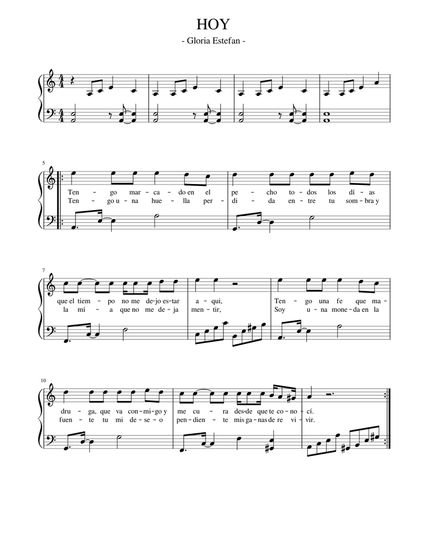HOY Sheet music for Piano (Solo) | Musescore.com