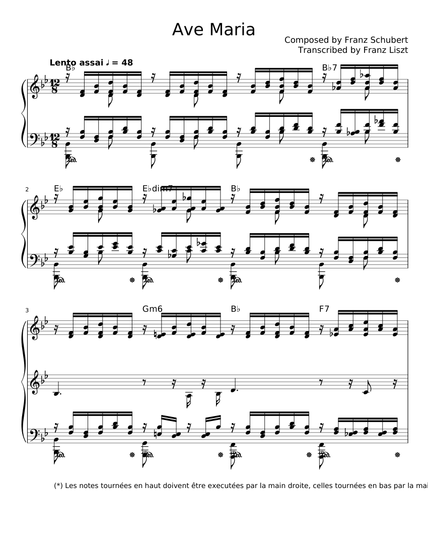 Ave Maria Schubert Liszt Sheet Music with Chords for Piano (Solo ...
