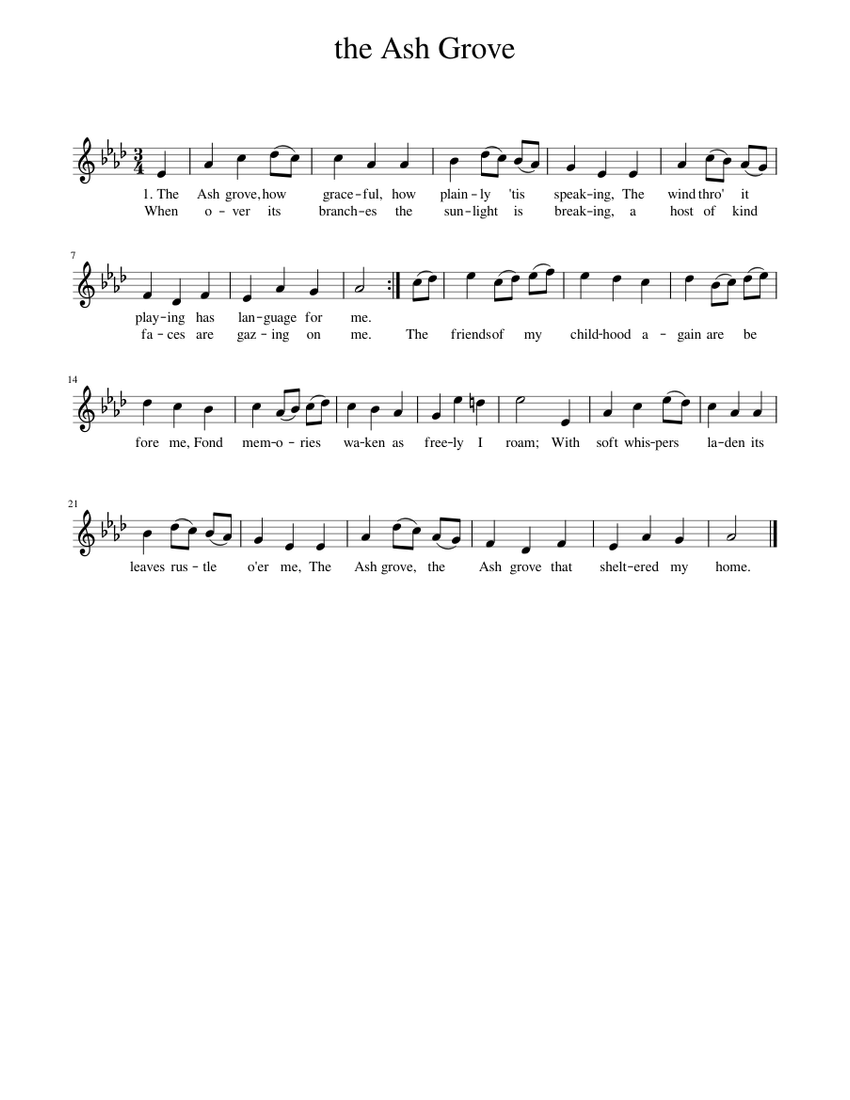 the Ash Grove Sheet music for Piano (Solo) Easy | Musescore.com