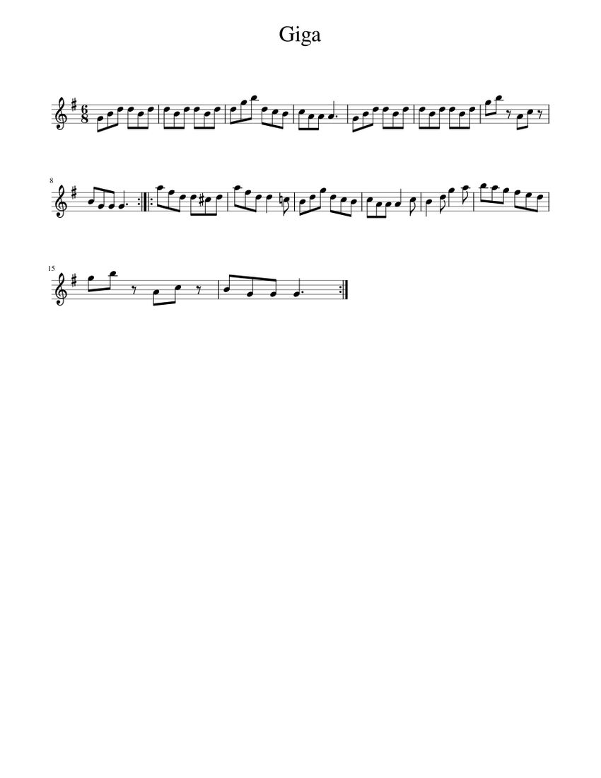 Giga Sheet music for Piano (Solo) Easy | Musescore.com