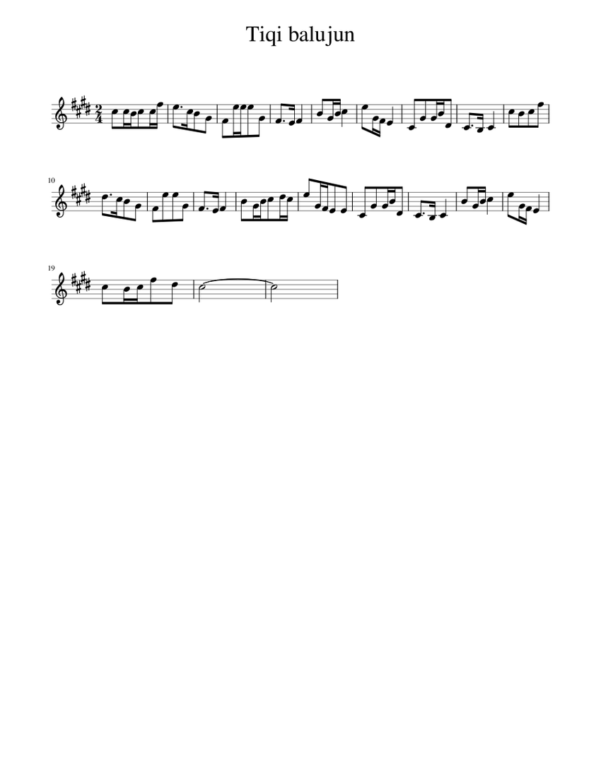 Tiqi balujun Sheet music for Piano (Solo) Easy | Musescore.com