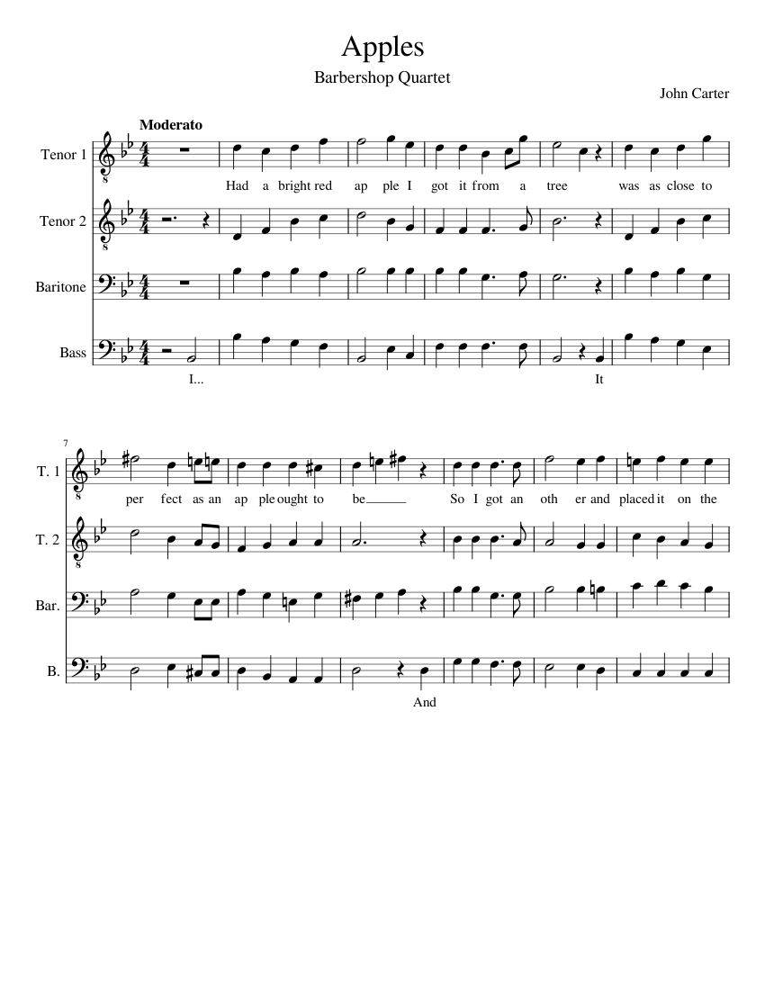 Apples Sheet music for Tenor, Bass voice, Baritone (Choral) | Musescore.com