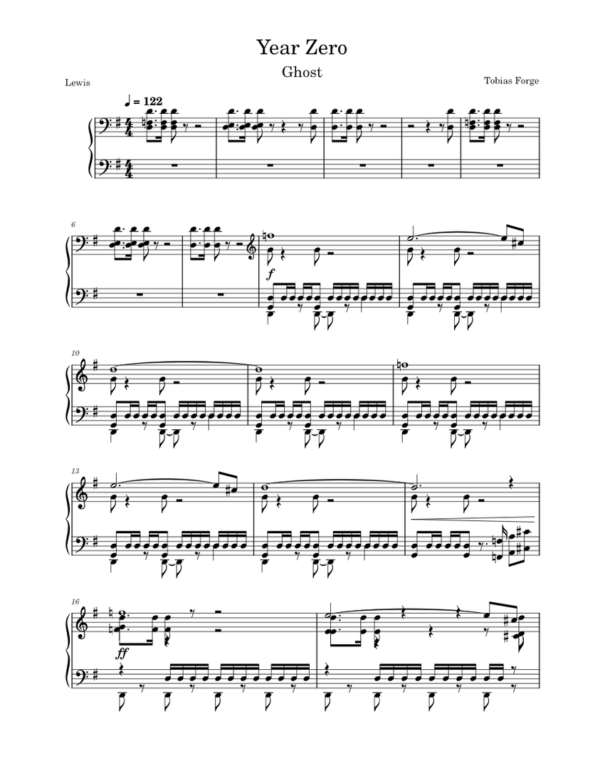 Year zero – Ghost - piano tutorial