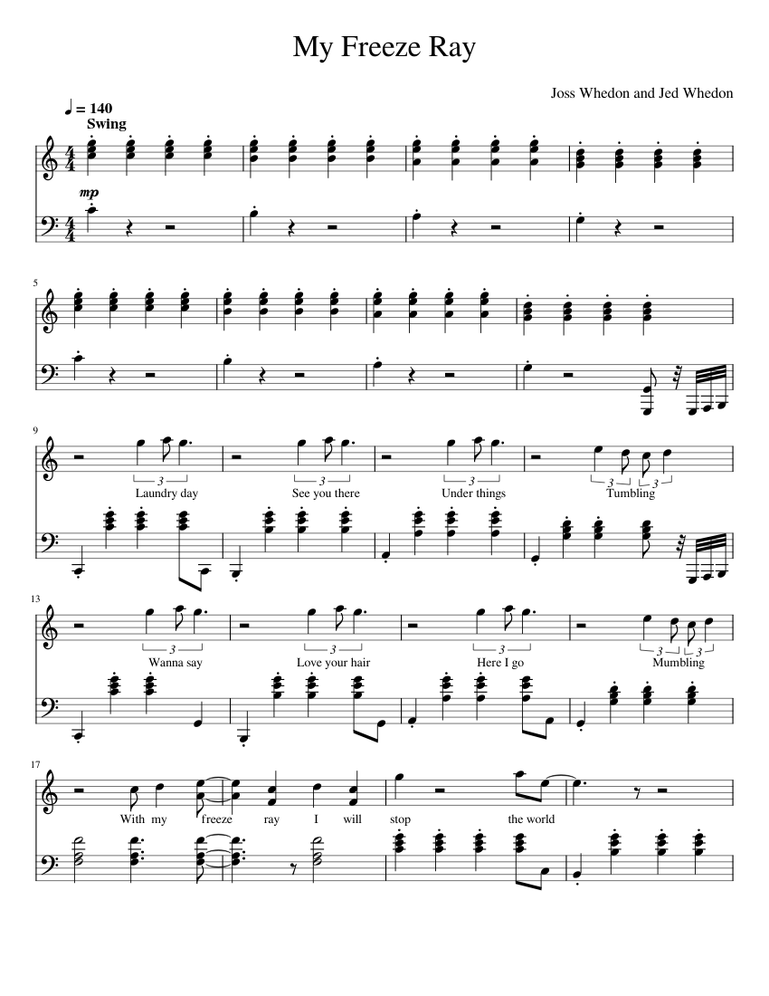 My Freeze Ray – Dr Horrible's Sing along blog Sheet Music for Piano ...
