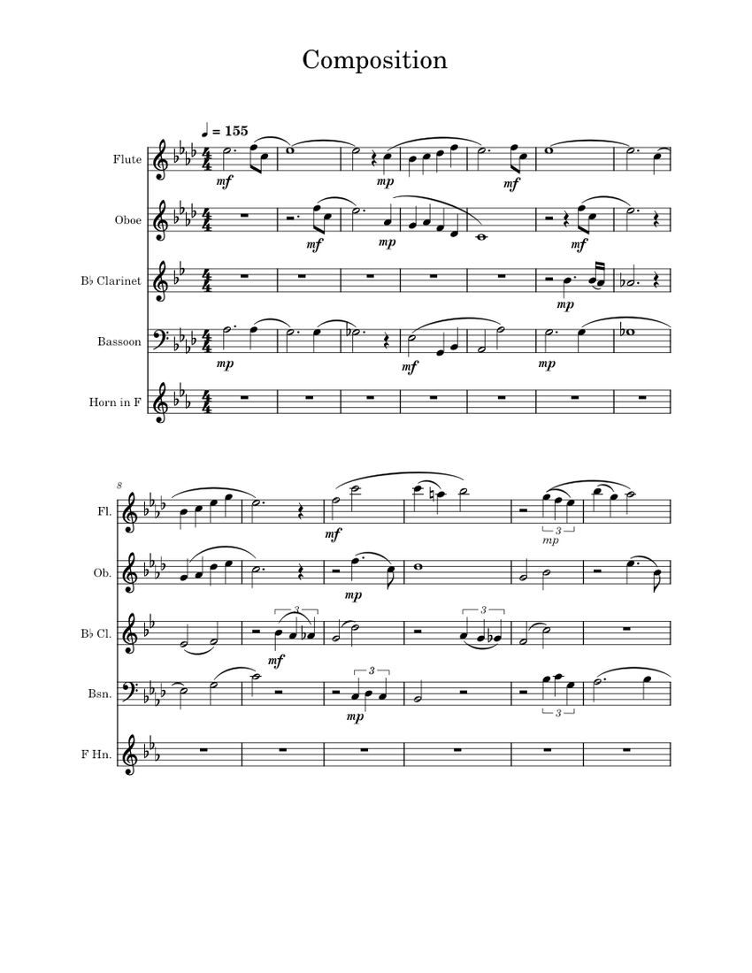 Woodwind Arrangement Sheet music for Flute, Oboe, Clarinet in b-flat ...