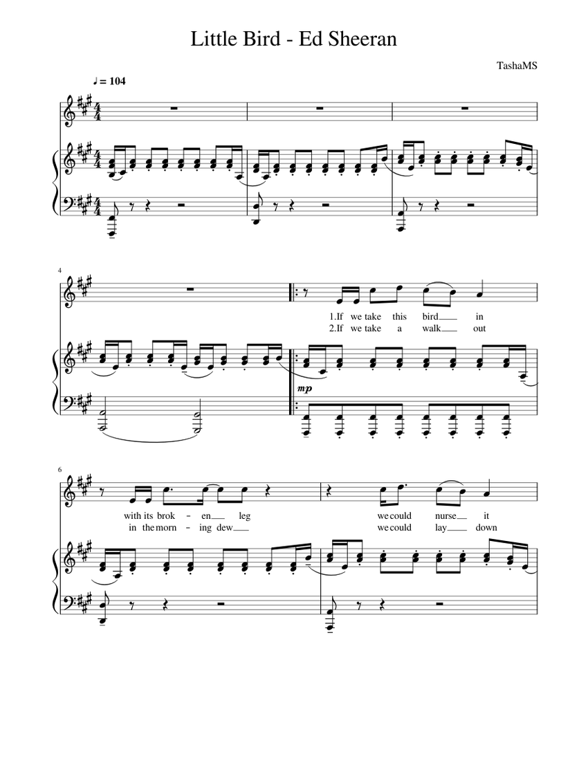 Little Bird - Ed Sheeran Sheet Music for Piano (Solo) | MuseScore.com