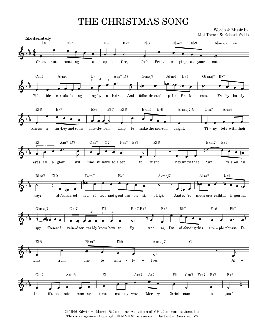 The Christmas Song [lead sheet - key of Eb] Sheet Music with Chords for ...