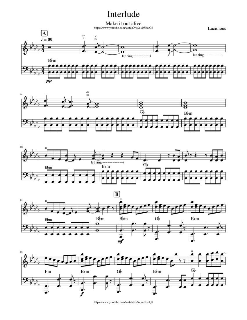 Interlude-Lucidious Sheet music for Piano (Solo) | Musescore.com