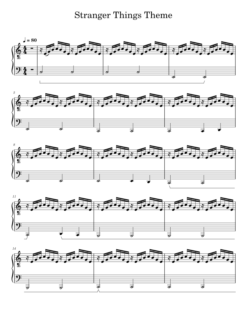 Stranger Things Peter PlutaX Sheet Music for Piano (Solo) Easy ...