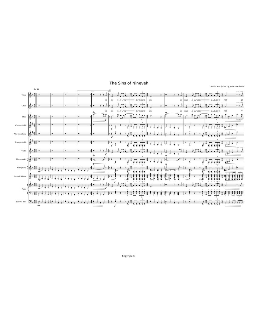 The Sins of Nineveh Sheet music for Piano, Flute, Violin, Voice (other ...