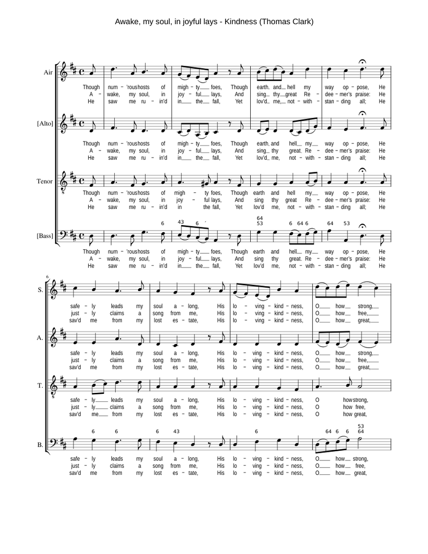 Awake, my soul, in joyful lays - Thomas Clark Sheet music for Bass ... Awake, my soul, in joyful lays - Thomas Clark Sheet music for Bass ...