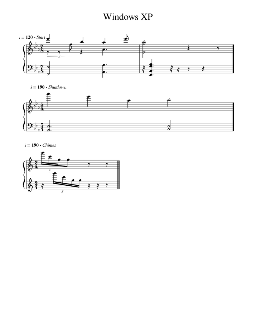 Windows XP (Sounds) Sheet music for Piano (Solo) | Musescore.com