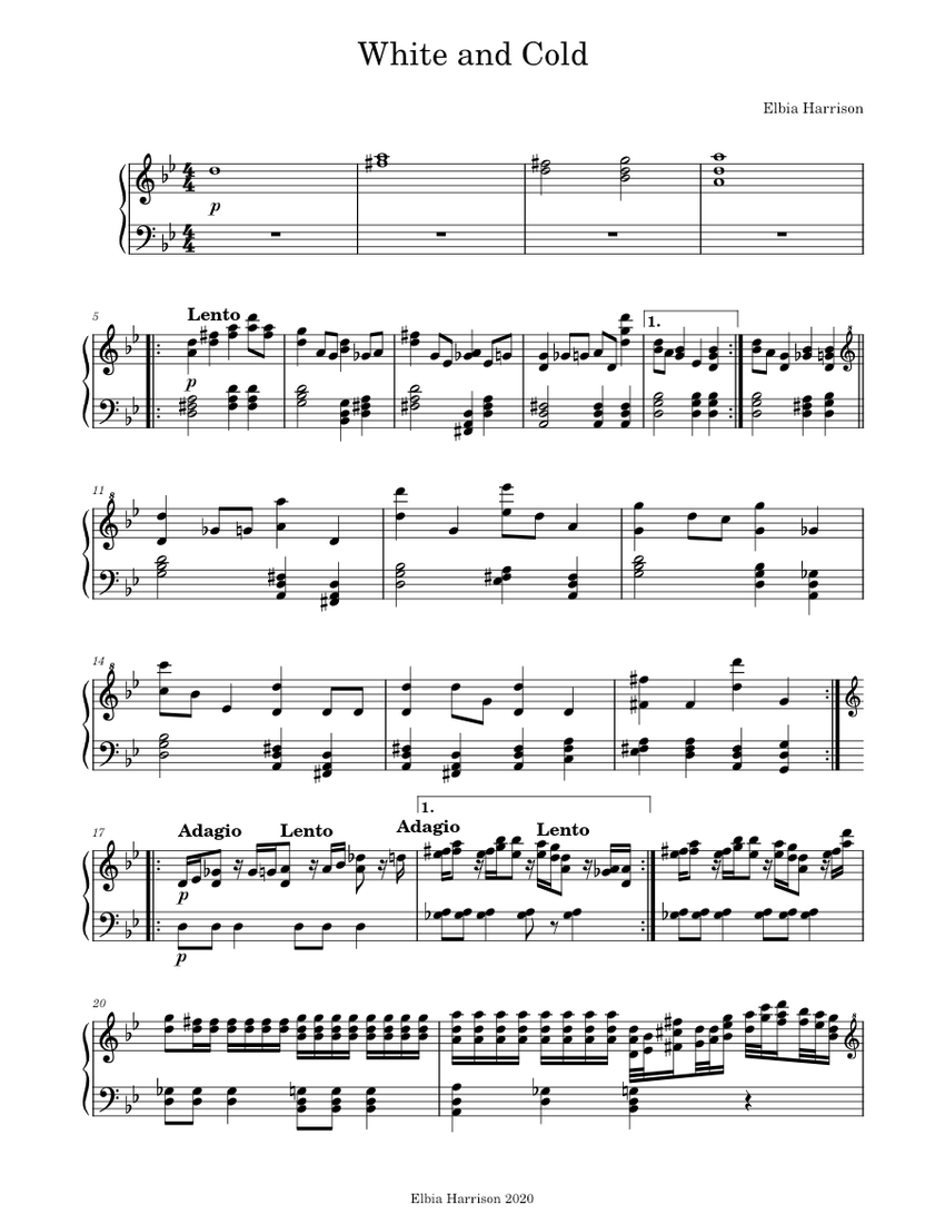 White and Cold Sheet music for Piano (Solo) | Musescore.com