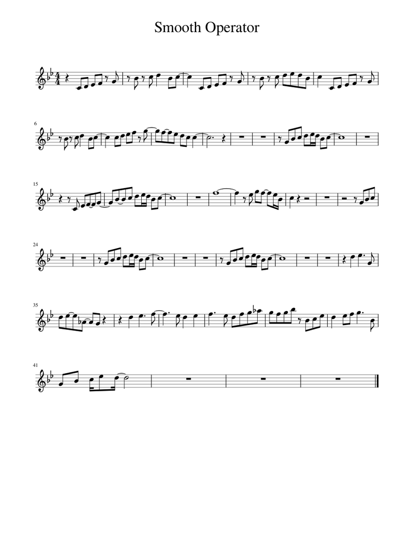 Smooth Operator Sheet Music for Saxophone alto (Solo) | MuseScore.com