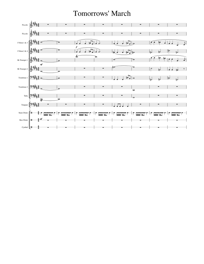 Tomorrows' March Sheet music for Trombone, Tuba, Flute piccolo, Trumpet ...