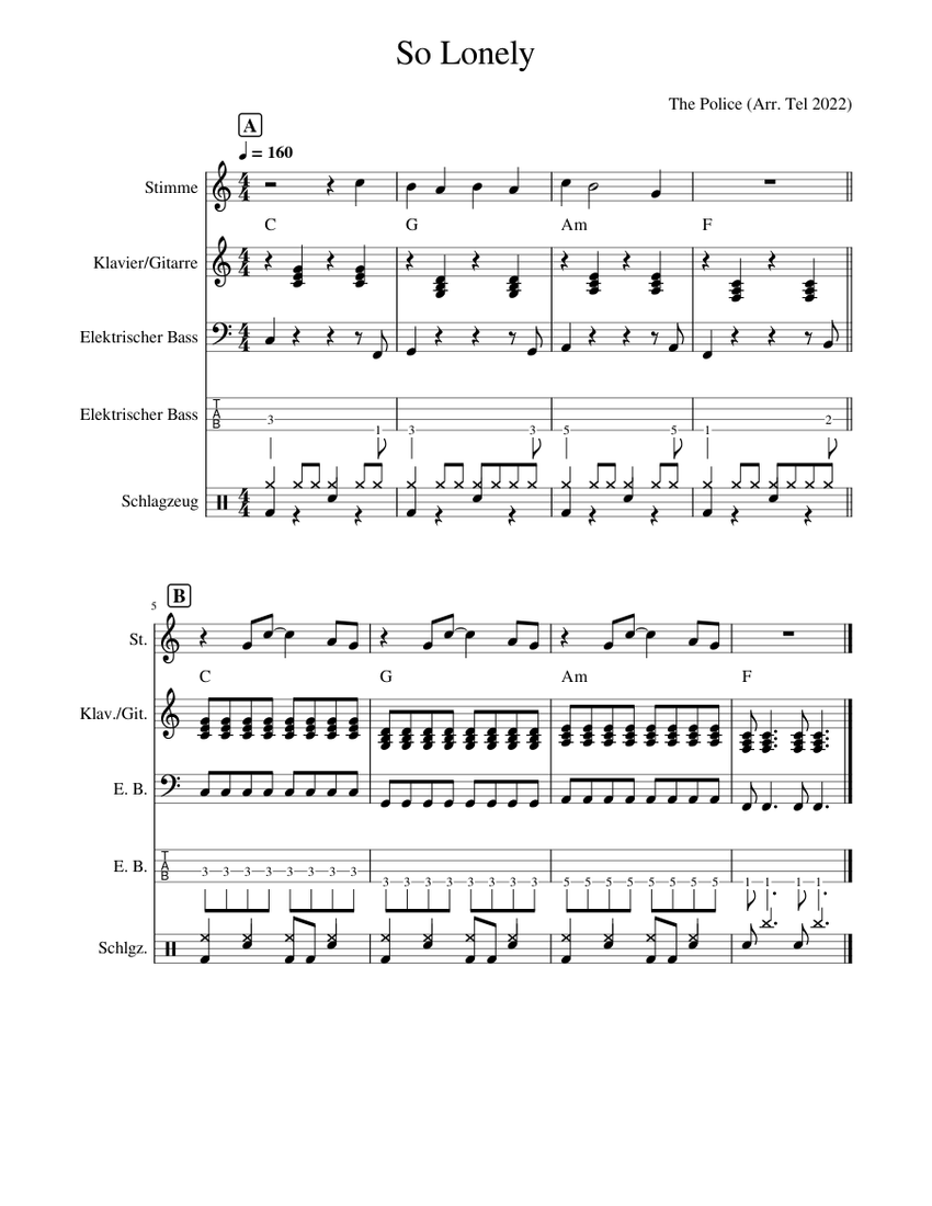 So_Lonely Sheet Music and Tab with Chords for Piano, Vocals, Bass ...