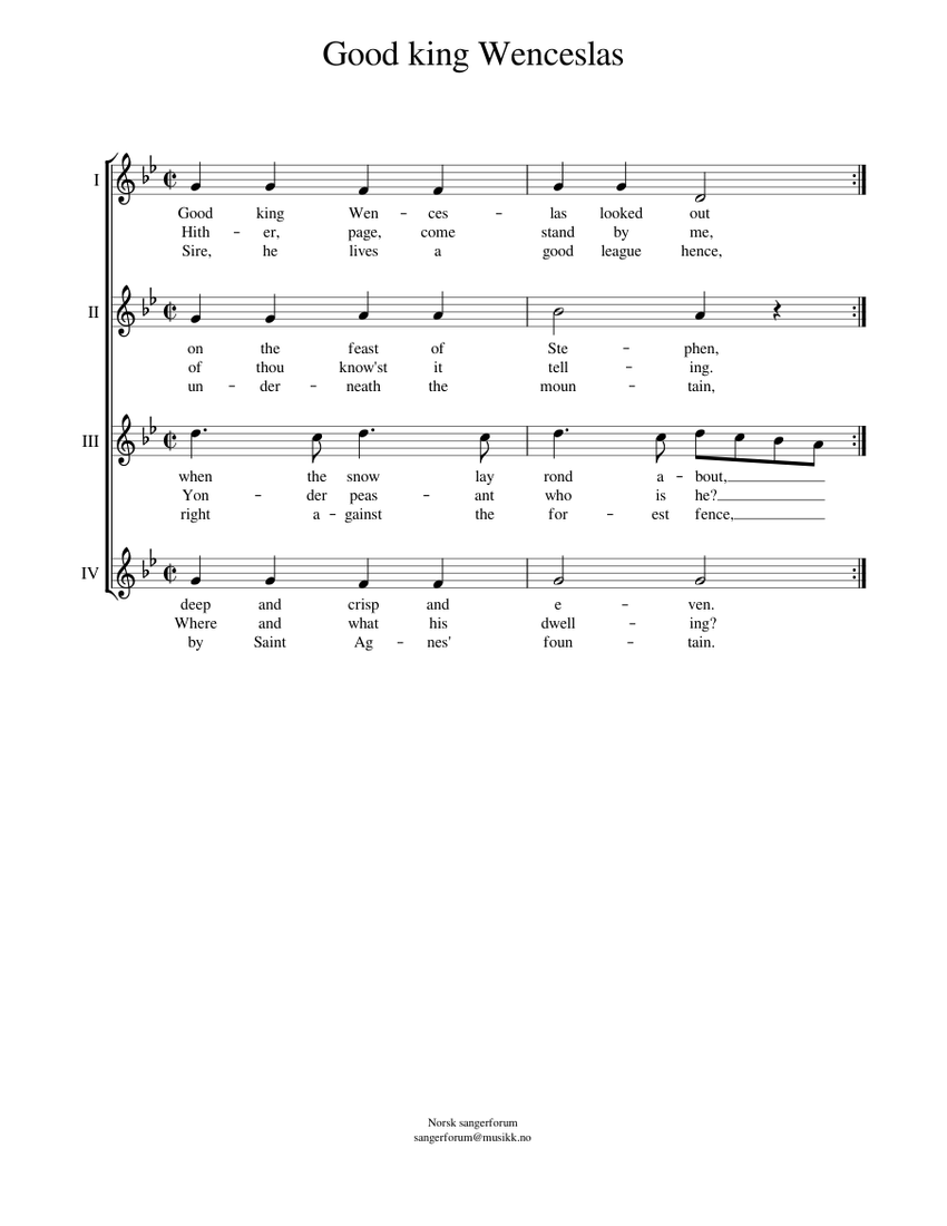 Good king Wenceslas Sheet music for Vocals (Choral) | Musescore.com