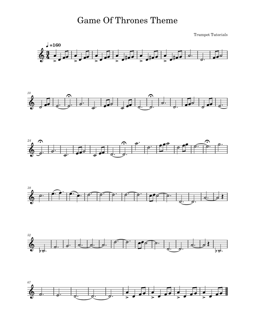 Game_of_Thrones_Theme Sheet music for Trumpet in b-flat (Solo ...