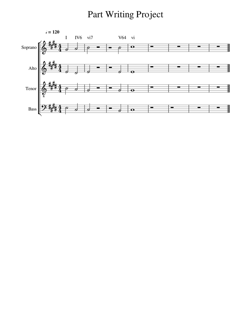 Part_Writing_Project Sheet music for Soprano, Alto, Tenor, Bass voice ...