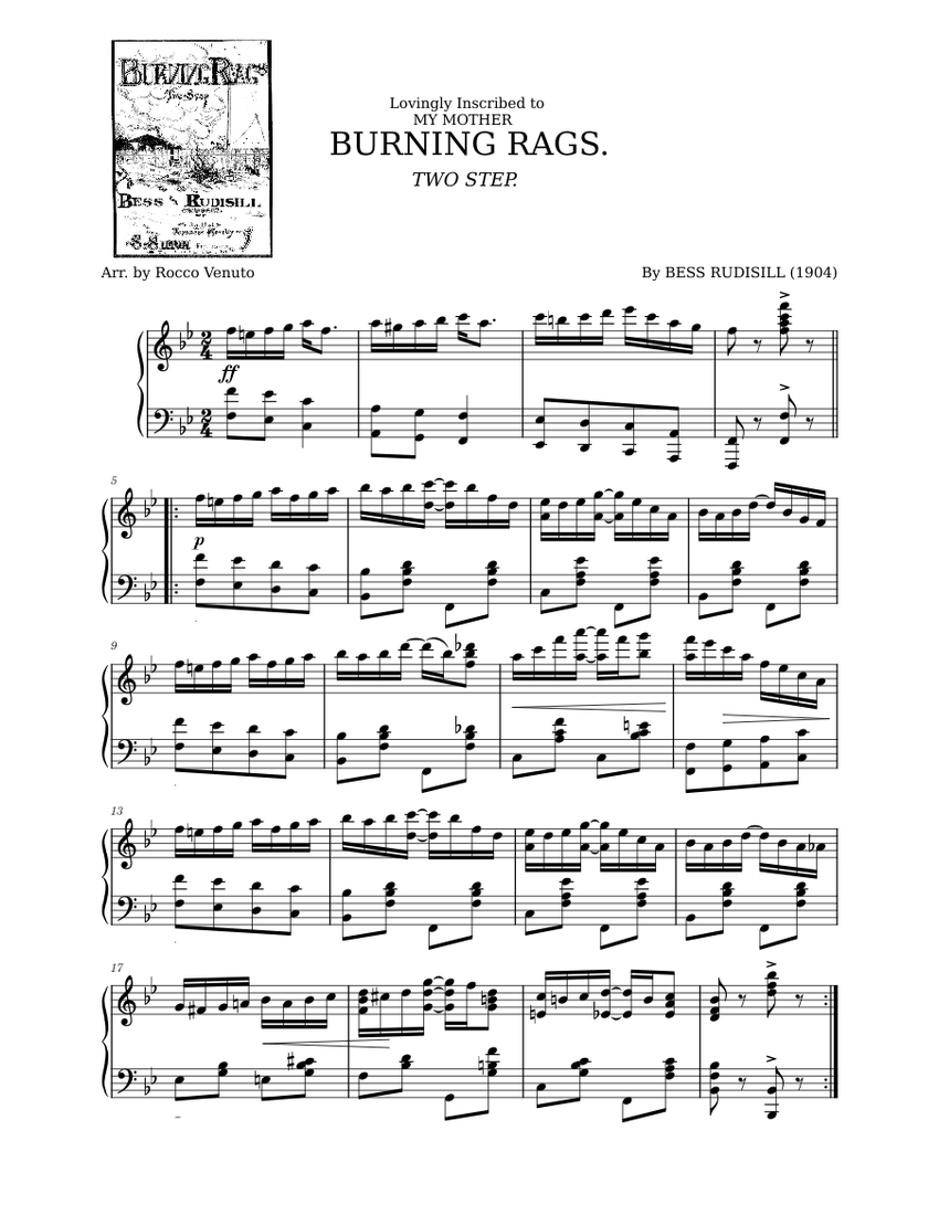 Burning Rags by Bess Rudisill (1904) Sheet music for Piano (Solo ...
