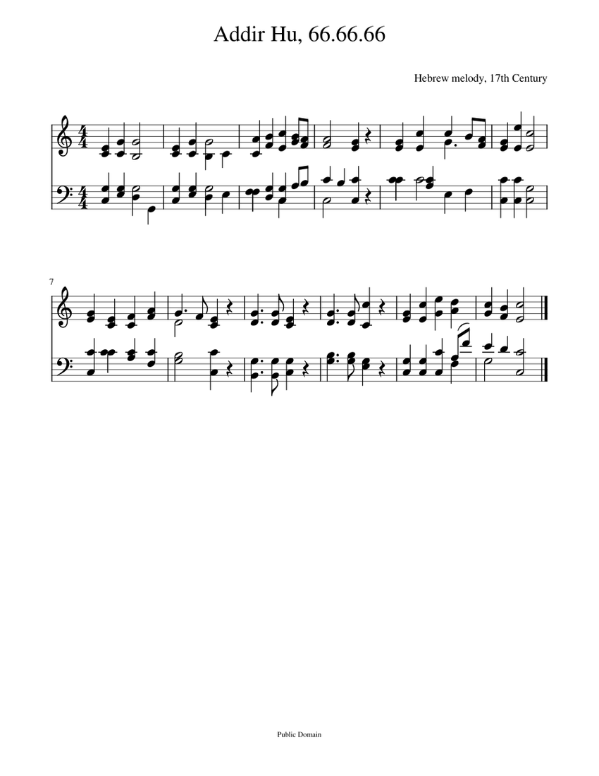 Addir Hu Sheet music for Piano (Piano Duo) | Musescore.com