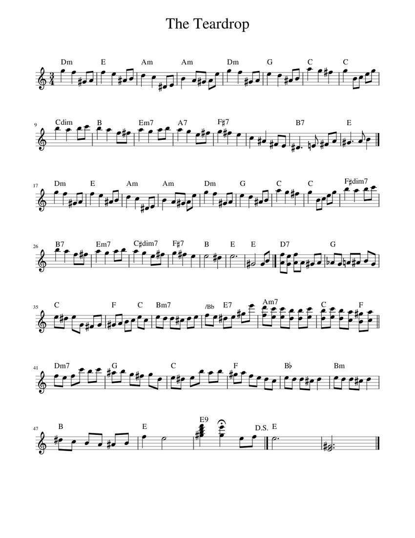 The Teardrop Sheet music for Piano (Solo) Easy | Musescore.com