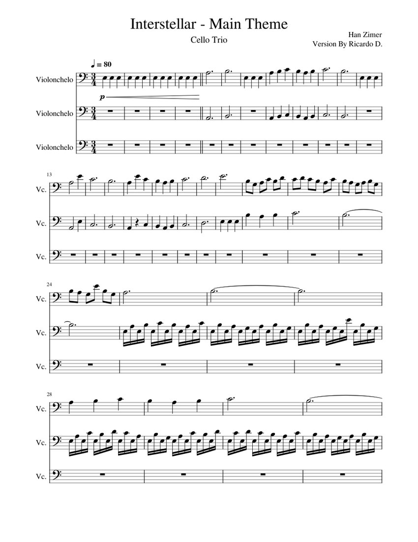 Interstellar Main Theme – Hans Zimmer Interstellar Theme V1 Sheet music ...