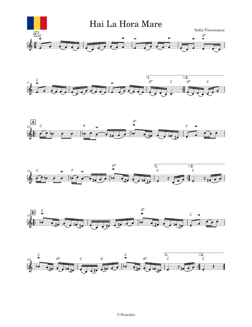 Hai la hora mare Sheet music for Recorder (Concert Band) | Musescore.com