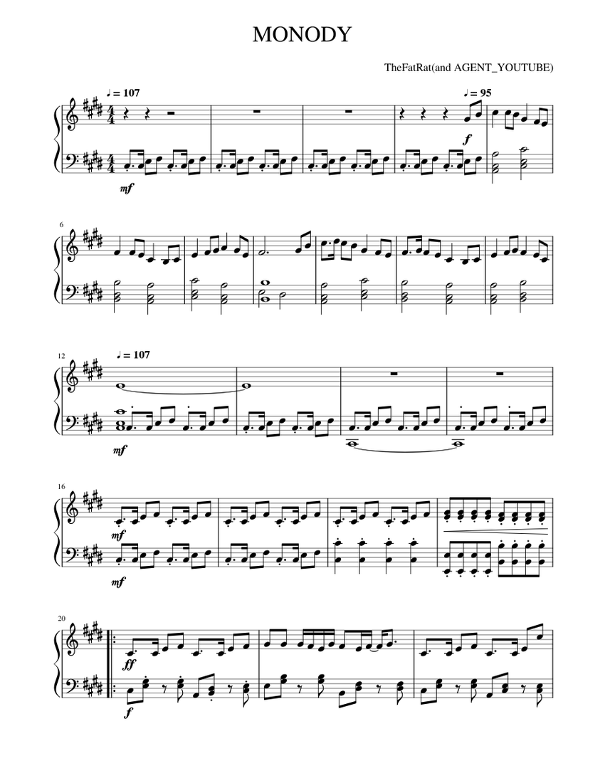 MONODY Sheet music for Piano (Solo) | Musescore.com