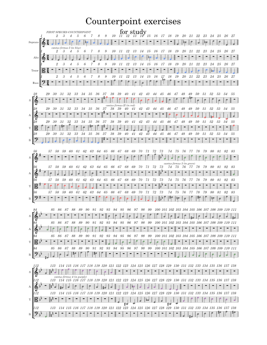 Counterpoint_exercises for first species Sheet music for Soprano, Alto ...
