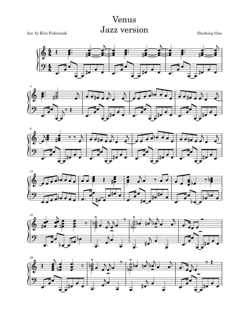Venus – Jazz version Sheet Music for Piano (Solo) | MuseScore.com