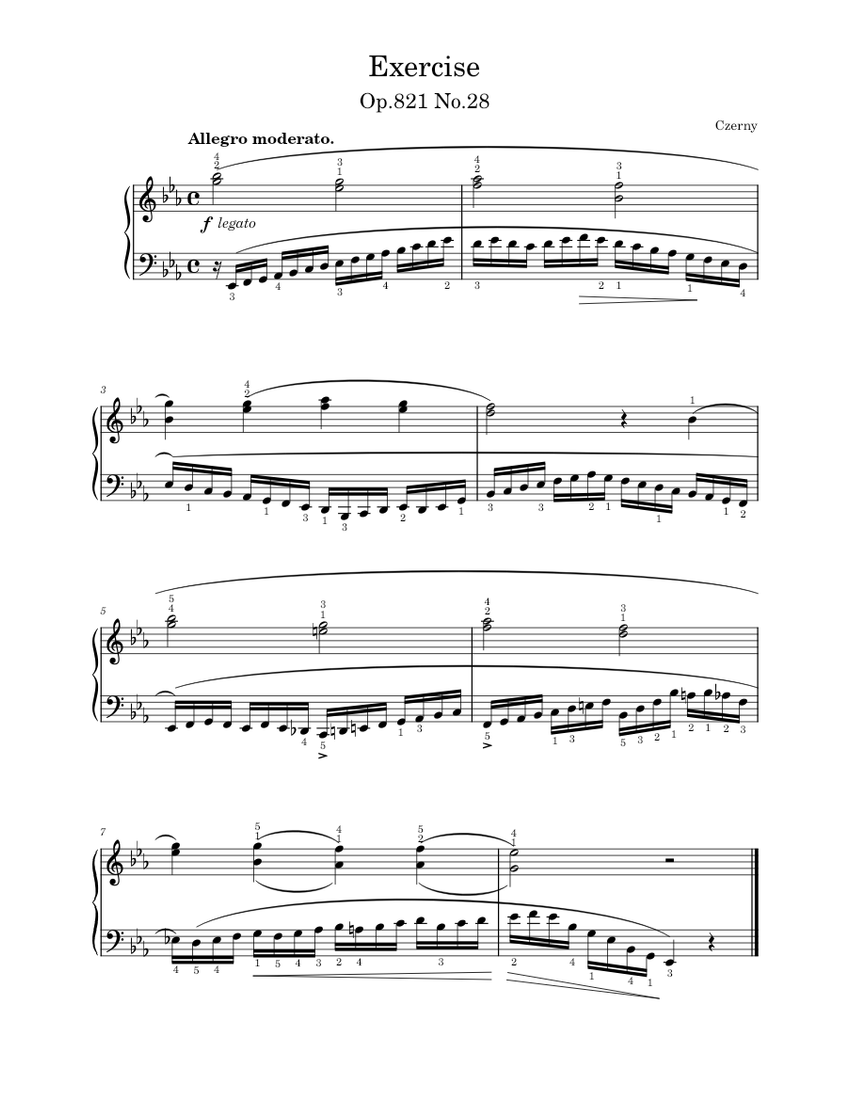 Exercise Op.821 No.28 - Czerny - piano tutorial