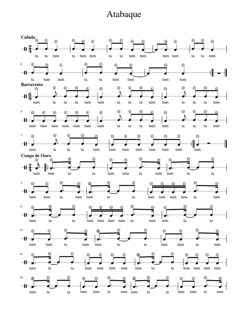 Atabaque Sheet Music for Conga (Solo) | MuseScore.com