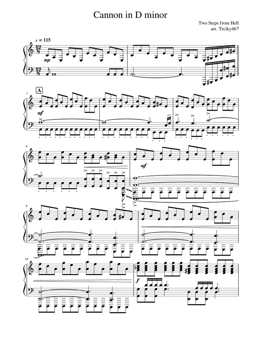 Cannon in D Minor Sheet music for Piano (Solo) | Musescore.com