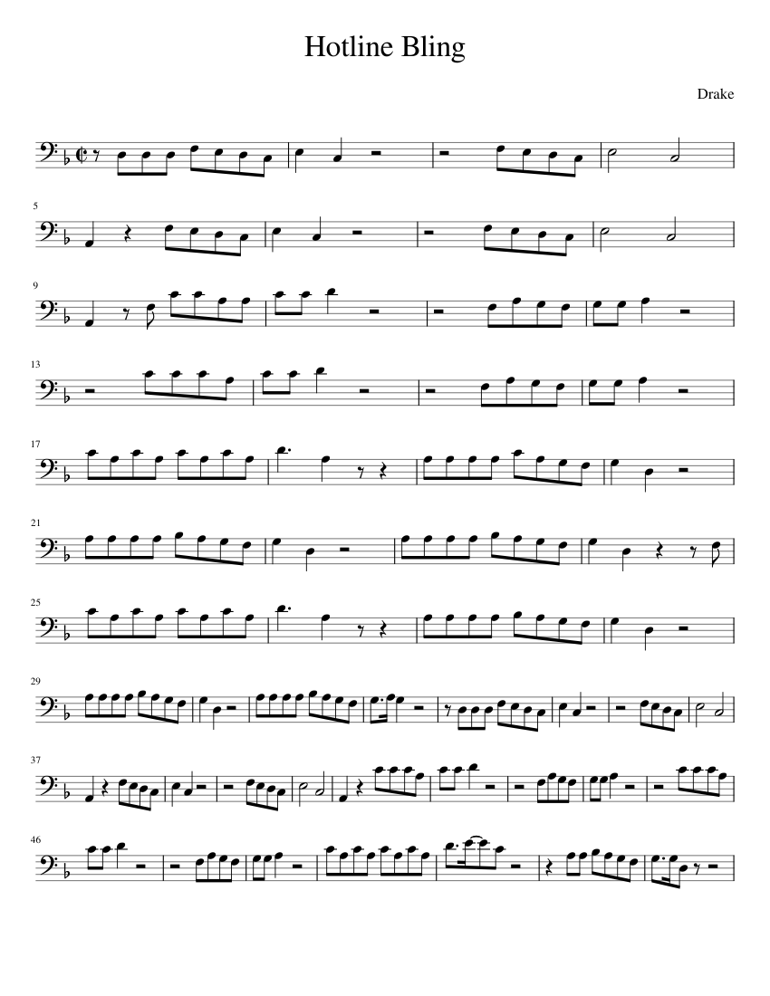 Hotline Bling - Drake (sheet music 3) Sheet Music for Piano (Solo) Easy ...